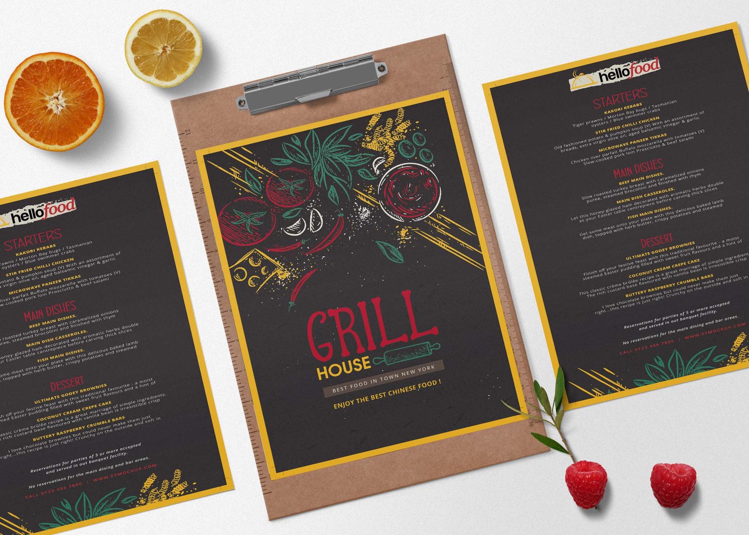 Free Black Background Restaurant Menu Template - Graphic Folks