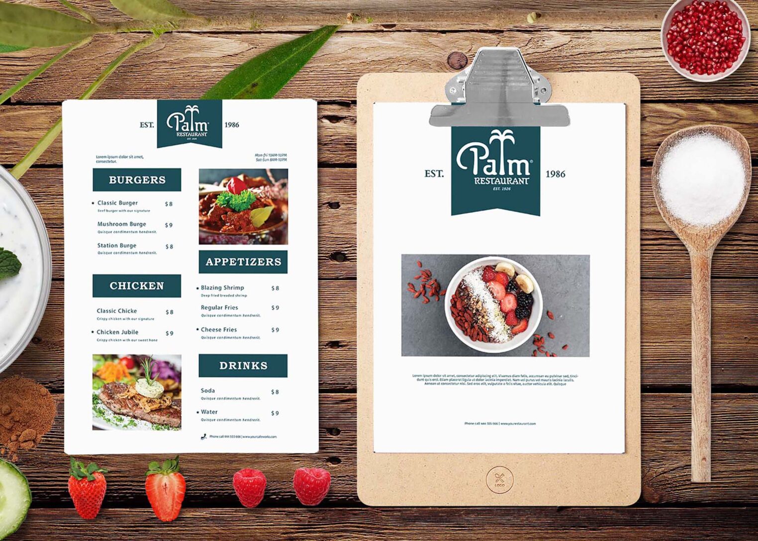Veg Dishes Menu Card Template - Graphic Folks