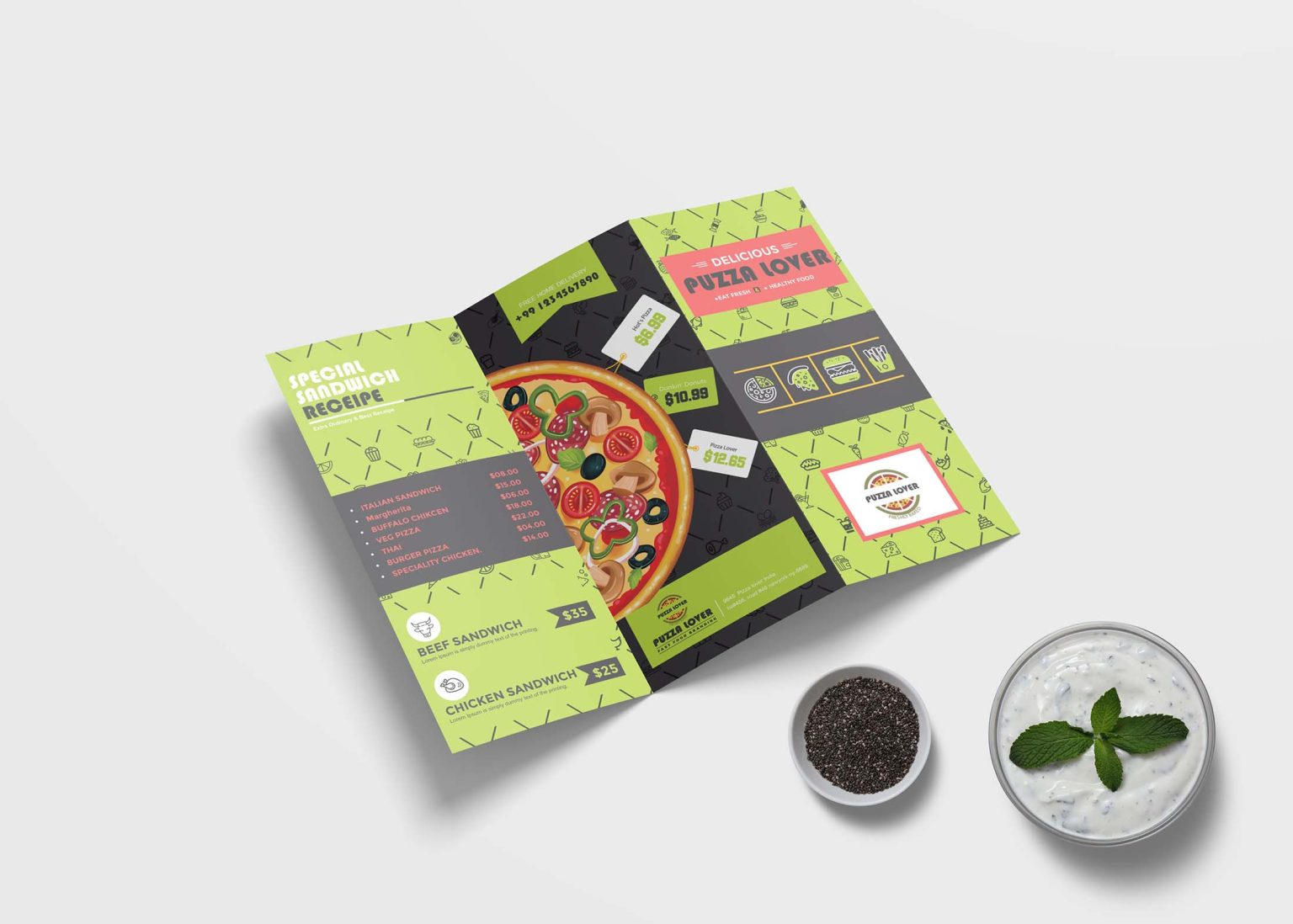 Free Healthy Green Tri-Fold Menu Template - Graphic Folks