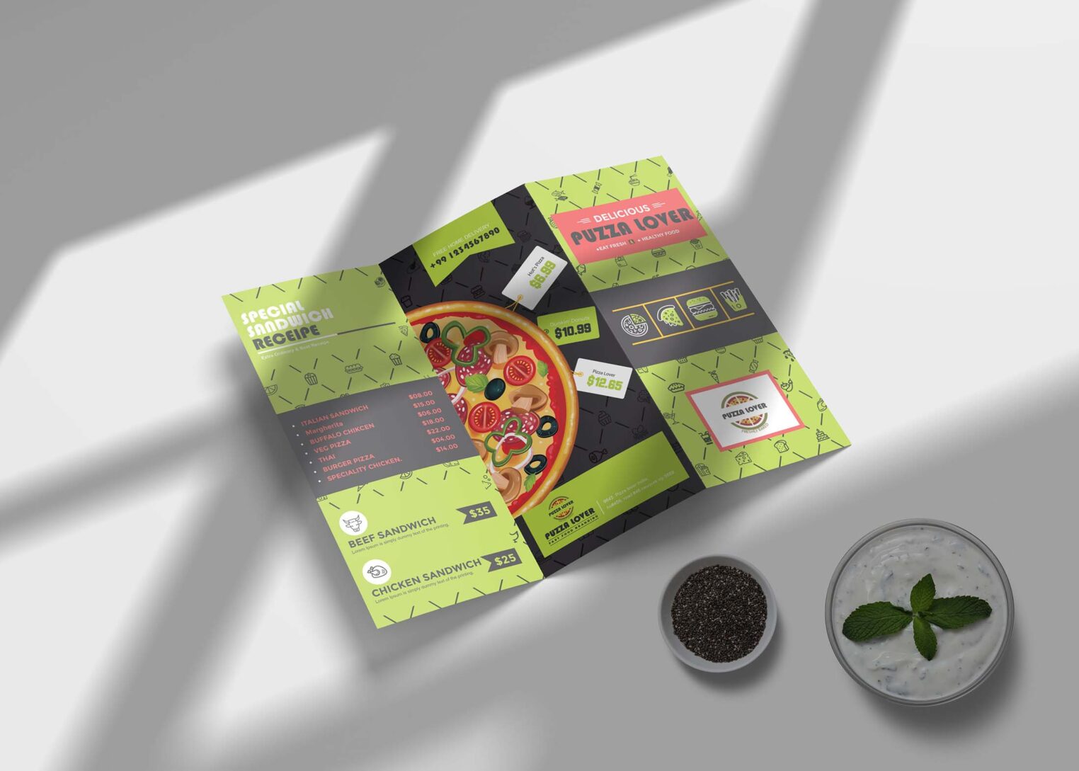 Free Healthy Green Tri-Fold Menu Template - Graphic Folks